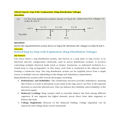 fiquestions for the ring distribution system shown fig