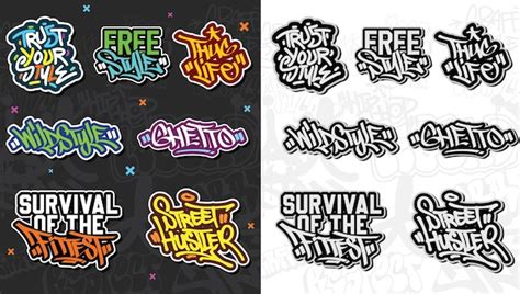 Premium Vector A Set Of Colorful Or Vibrant Graffiti Art Sticker