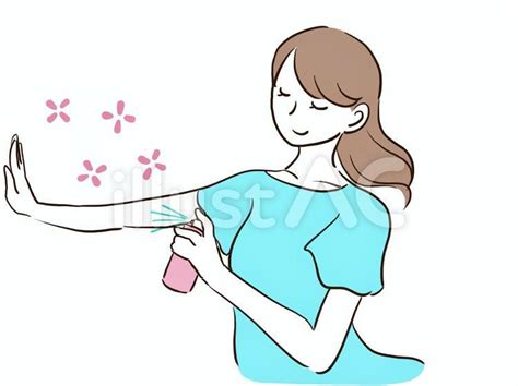 制汗スプレーをかける女性2イラスト No 2052815／無料イラストフリー素材なら「イラストac」