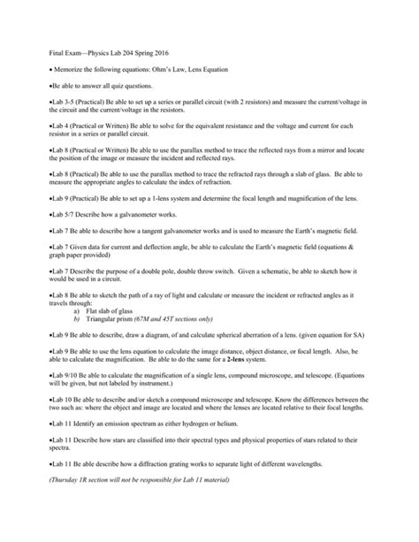 Final Exam—physics Lab 204 Spring 2016