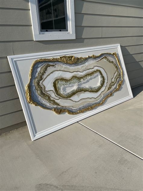 Large Framed Geode Resin Wall Art Decor Etsy