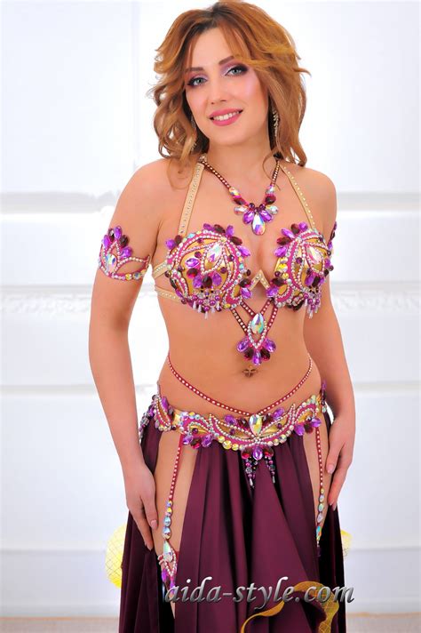 Stunning Dark Purple With Gold Belly Dance Costume Aida Style