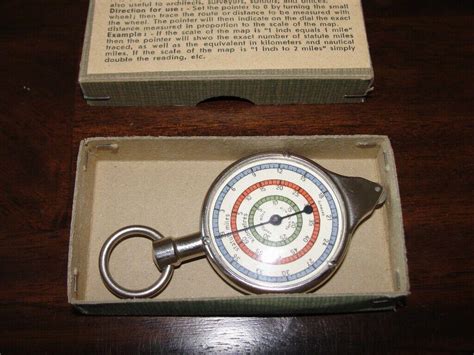 Vintage German Opisometer Map Measuring Tool Inches Miles Cm Km W