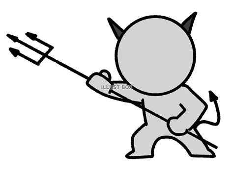 無料イラスト 槍で突く棒人間の悪魔