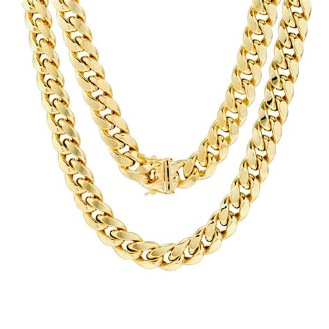 Nuragold 10k Yellow Gold Mens 11mm Hollow Miami Cuban Link Chain