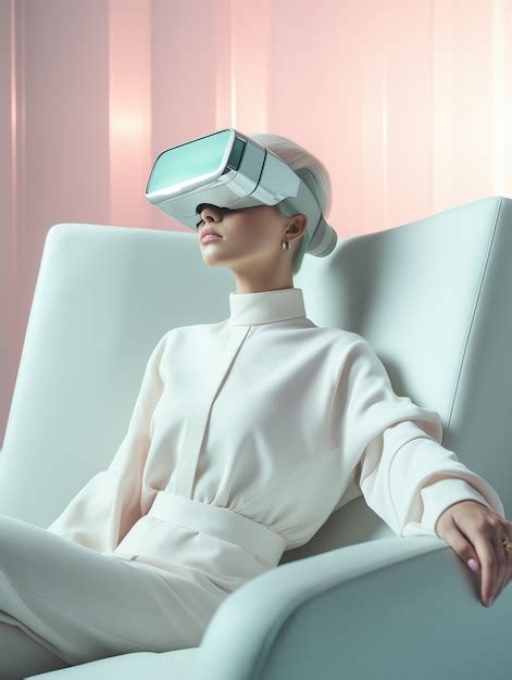 Person Wearing Futuristic High Tech Virtual Reality Glasses Ai