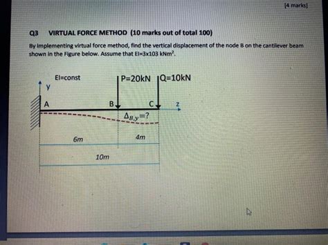 solved 4 marks] q3 virtual force method 10 marks out of