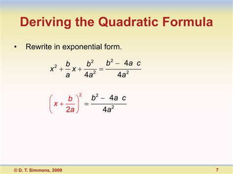 Deriving The Quadratic Formula Pdf