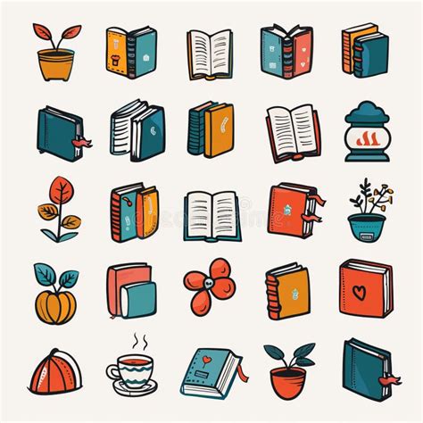 Book Icons Doodle Textbook Symbol Sketched Education Pictogram