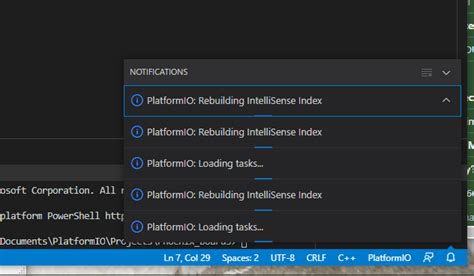 Platformio Is Rebuilding Intellisense And Loading Tasks Instead Of Letting Me Use It Resp32