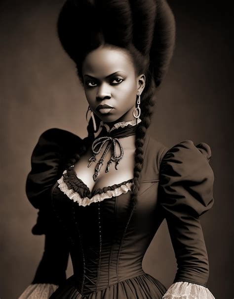 Premium Ai Image A Woman With Braids And A Black Dress Has A Black