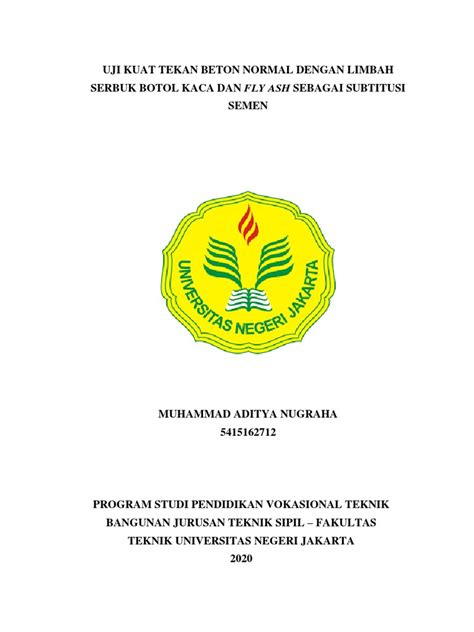 Uji Kuat Tekan Beton Normal Dengan Limbah Serbuk Botol Kaca Dan Fly Ash