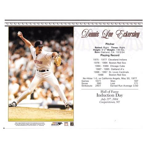 Dennis Eckersley Boston Red Sox 2004 Hall Of Fame Induction 8x10 Photocard