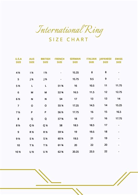 International Ring Size Chart Template In Illustrator Pdf Download