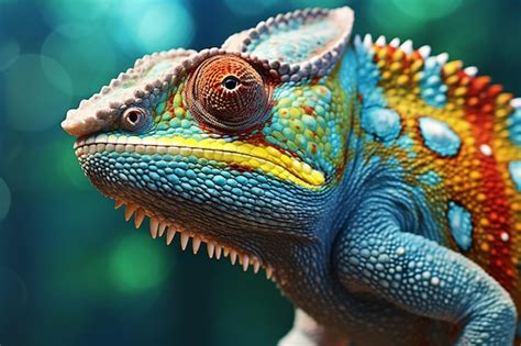 Premium AI Image Araffe With A Colorful Head And A Yellow Eye