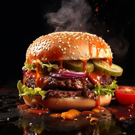 Premium Photo Sizzling Satisfaction Fresh Hot Homemade Tasty Burger