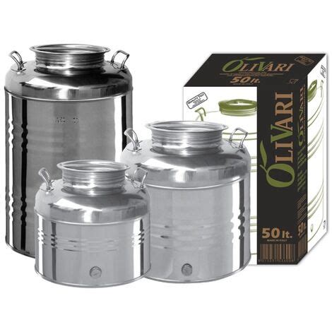 Contenitore Fusto Bidone Per Olio In Acciaio Inox 50 Litri OliVari