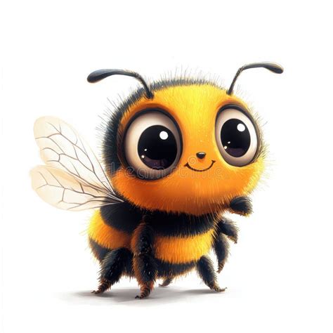 Adorable Fuzzy Bumble Bee Cartoon Character Cute Insect Illustration Stock Illustration