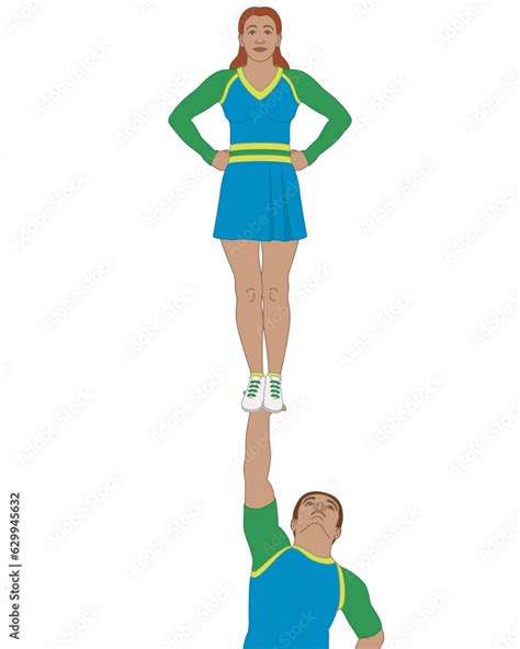 Cheerleading Male Cheerleader Holding Up Female Cheerleader High In