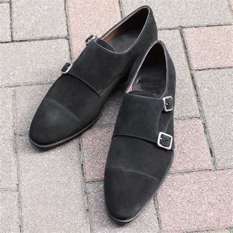 Luxury Mens Decent Grey Suede Double Monk Strap Formal Shoes On Storenvy