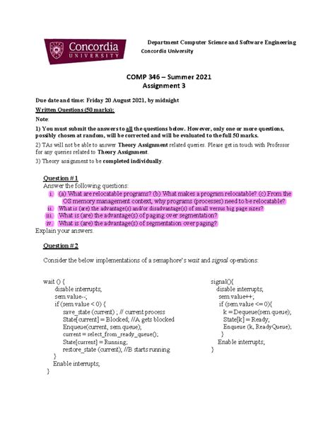 Theory Assignment 1 Instructions Department Computer Science And