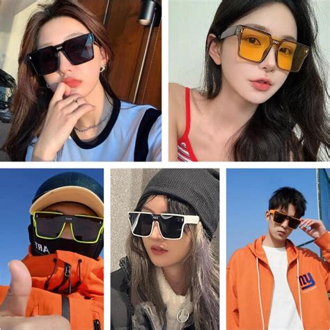 แว่นกันแดดสแควร์เฉดสีสำหรับผู้ชายผู้หญิงสีมหาสมุทรเลนส์วุ้นอาทิตย์แว่นตาสีสไตล์เกาหลีสแควร์