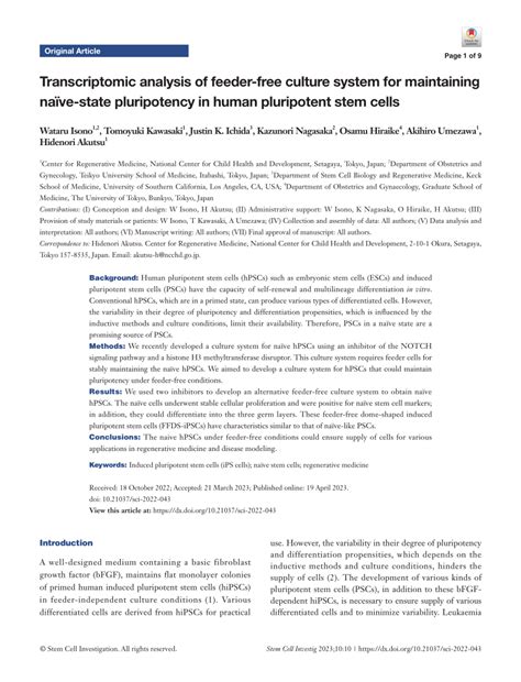 Pdf Transcriptomic Analysis Of Feeder Free Culture System For