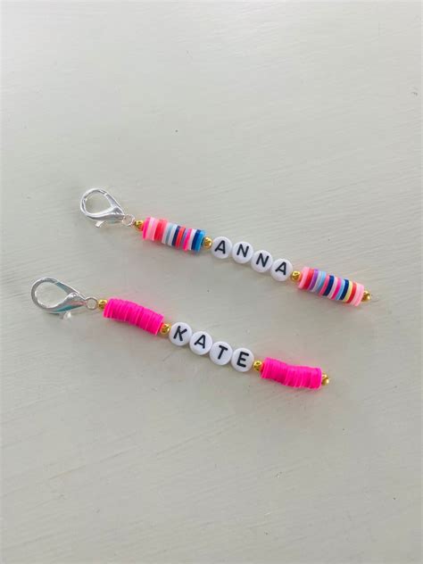Beaded Keychain Custom Bead Keychain Custom Name Keychain