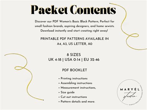 Basic Bodice Block Sewing Patternpdf Basic Womens Bodice Blockbasic