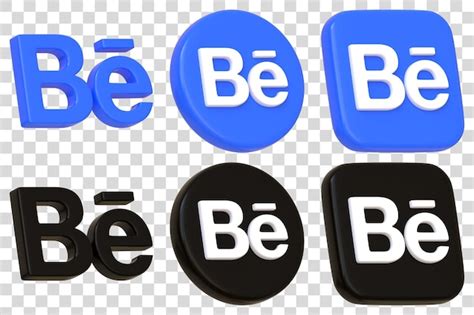 Premium Psd Behance Logos In Blue And Black Variants 3d Render Illustration