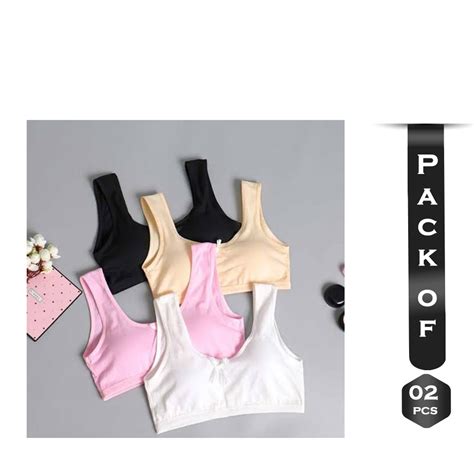 Pack Of 2pcs Cotton Sports Bra For Women Multicolor