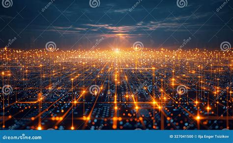 Minimalist Circuit Board With Glowing Lights Depicting Modern Corporate Event Connectivity