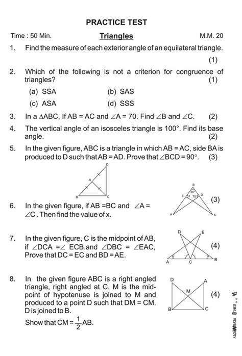 Class 9 Math Triangles Notes Important Questions And Practice Paper