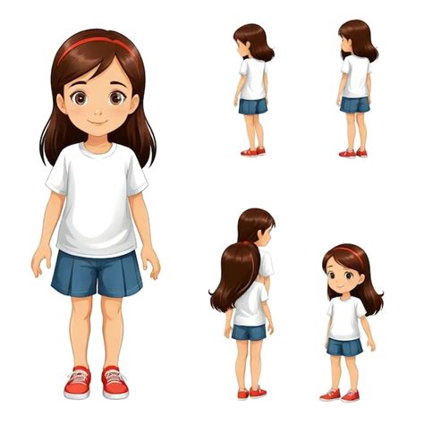 Girl Finding Vector Set White Background Isolated A High Premium Ai