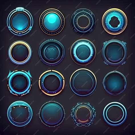 Web Round Frame Game Ai Generated Banner Hud Futuristic Blue Ui Web Round Frame Game
