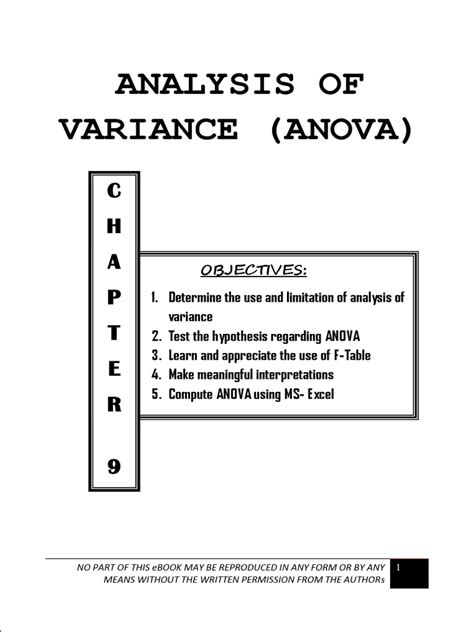 analysis of variance anova f test c h a p t e r 9 pdf analysis