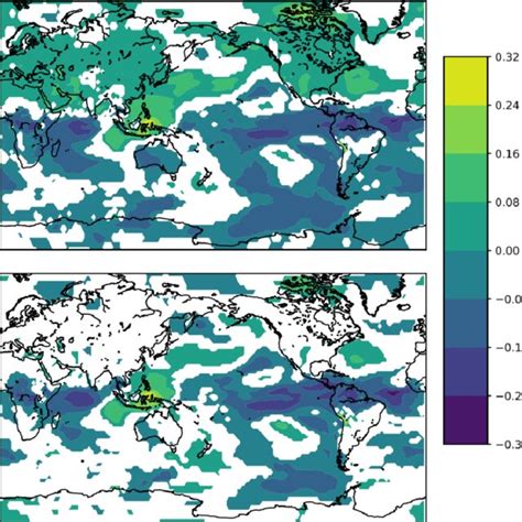 spatial variation in significant correlation at 95 confidence interval