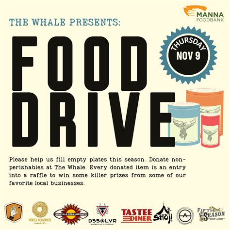 Food Drive For Manna Foodbank The Whale A Craft Beer Collective