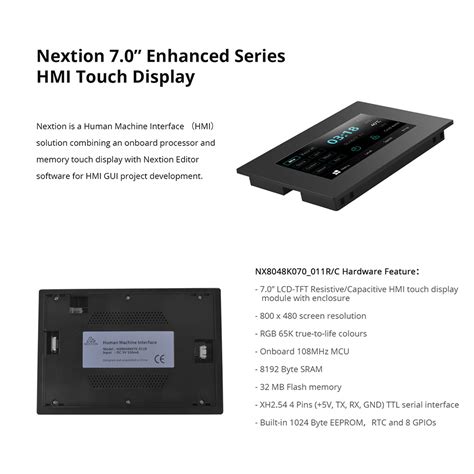 Nextion Enhanced Nx8048k070 011r 70” Hmi Resistive Touch Display Wi