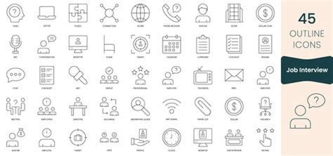 Set Of Job Interview Icons Thin Outline Icons Pack