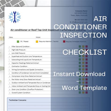 Air HVAC Inspection Checklist Hvac Checklist Air Conditioning