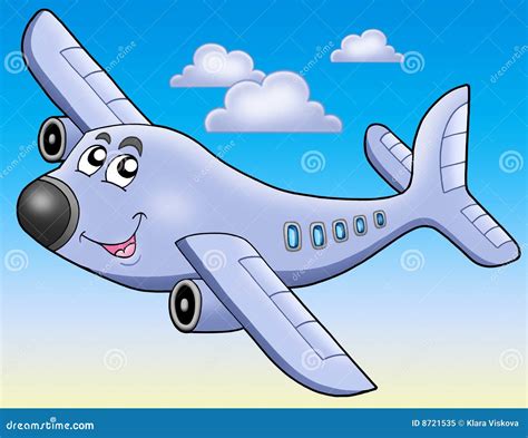 Avion De Dessin Animé Sur Le Ciel Bleu Illustration Stock