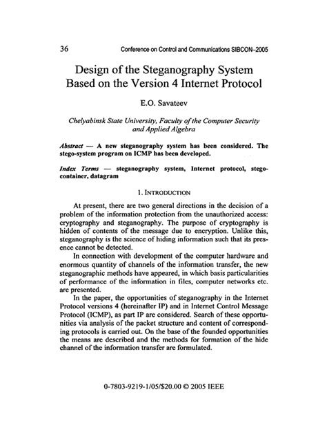 Design Of The Steganography System Based On The Version 4 Internet