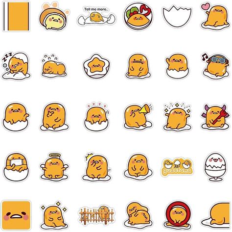 Gudetama Stickers 60pcs Japanese Lazy Egg Stickers Vinyl Waterproof