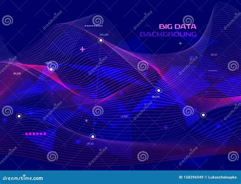 Big Data Vector Background With Line Wave In Violet Color Stock