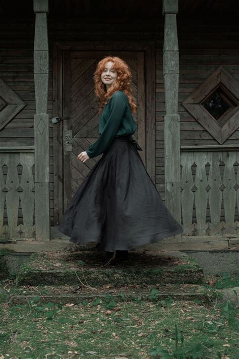 Vineta Long Skirt In Black Linen Maxi Skirt Black Long Linen Skirt
