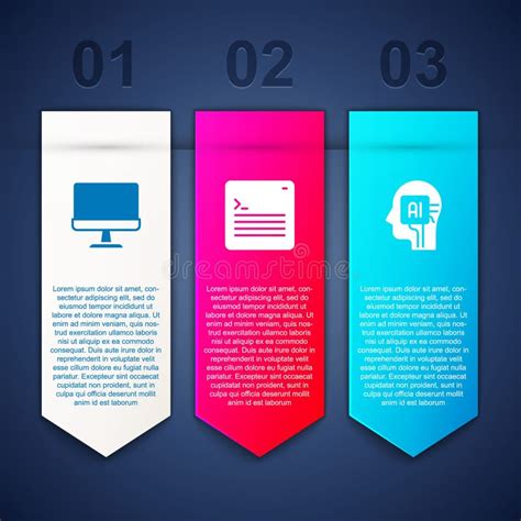 Set Computer Monitor Web Developer Programming Code And Humanoid Robot Business Infographic