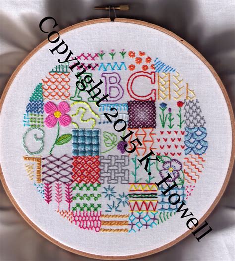 Sampler Hand Embroidery Pattern Fancy Stitches Sampler Variety
