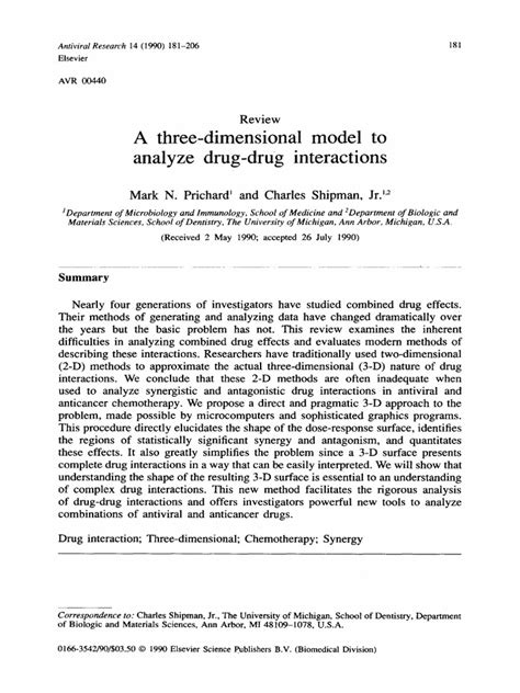 a three dimensional model to analyze drug drug interactions pdf