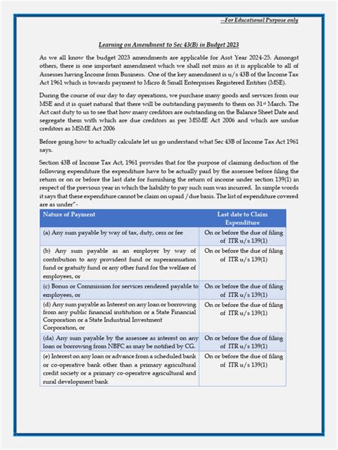 Note On 43b Amendment Download Free Pdf Expense Small And Medium